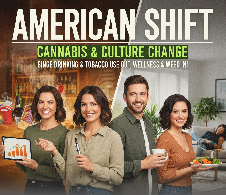 As Americans Consume More Cannabis, Binge Drinking and Tobacco Use Decrease